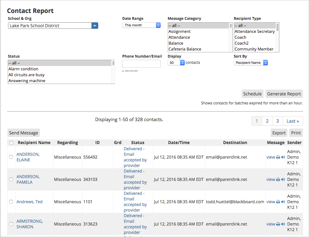 Messages Reports – Community Engagement