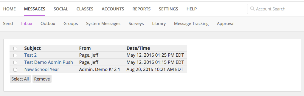 View Inbox for Administrators – Community Engagement