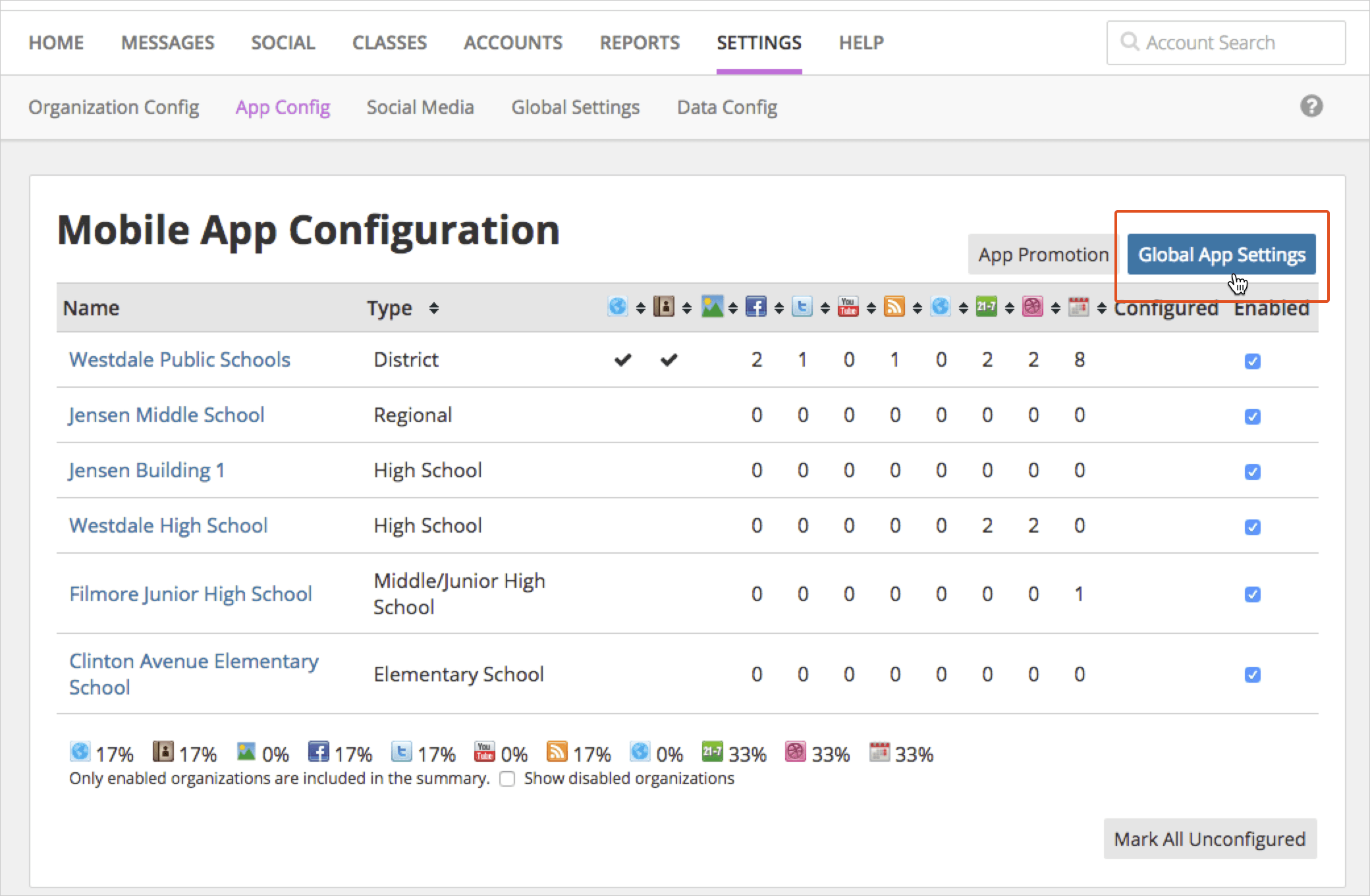 Manage Global App Settings – Community Engagement