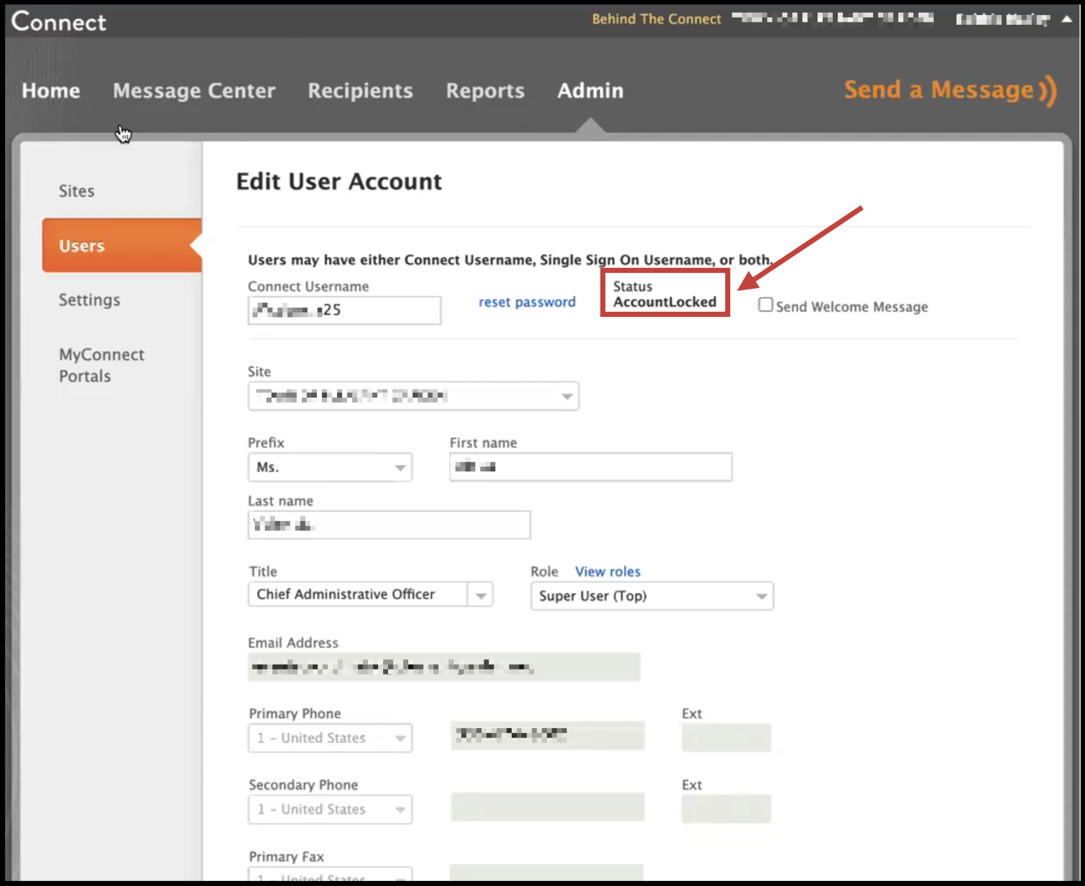 Connect: Reset passwords for locked users – Community Engagement