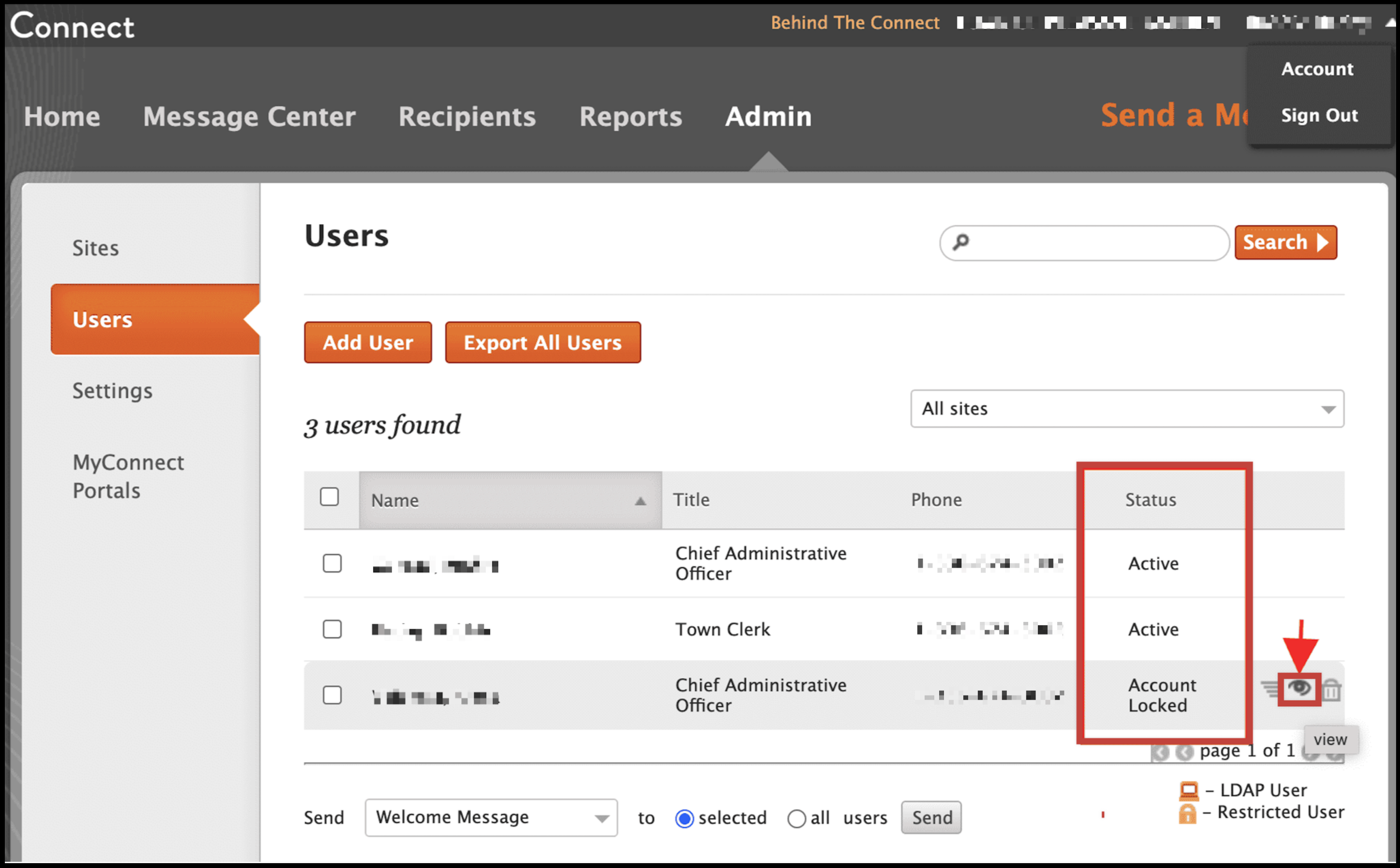 Connect: Reset passwords for locked users – Community Engagement